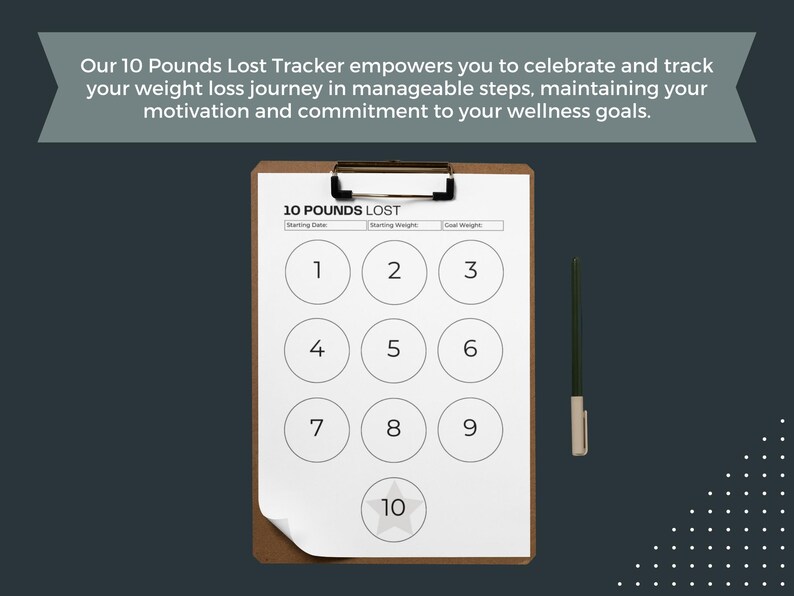 10 Pounds Lost Tracker, Weight Loss Journal (printable PDF) - Etsy