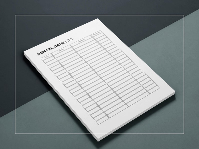Dental Care Log Printable, Doctor Visit Tracker (fillable PDF) - Etsy