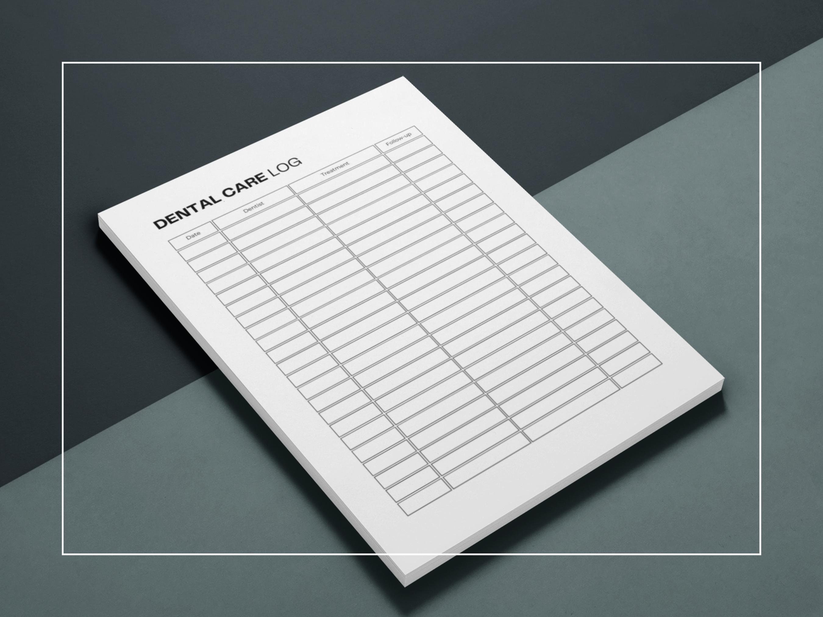 Dental Care Log Printable Doctor Appointment Log Fillable PDF for Your ...