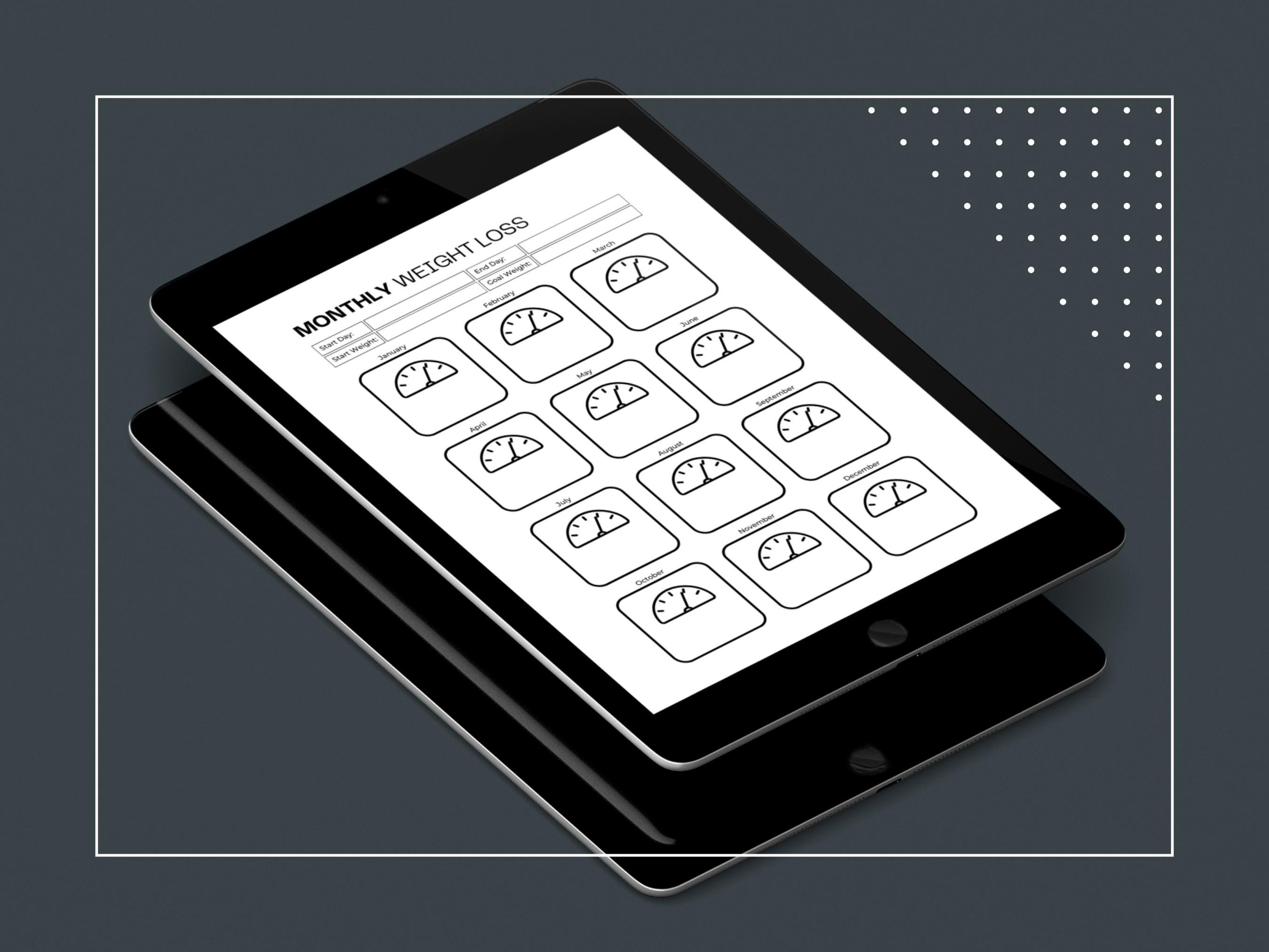 Monthly Weight Loss Tracker Printable Visual Weight Loss Journey ...