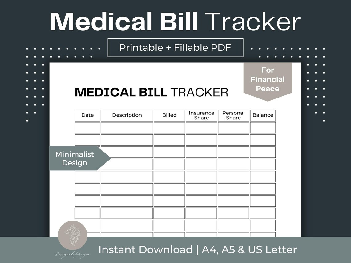 Printable Medical Bill Tracker Fillable PDF Bill Payment Checklist ... Printable Medical Bill Tracker Fillable PDF Bill Payment Checklist ...
