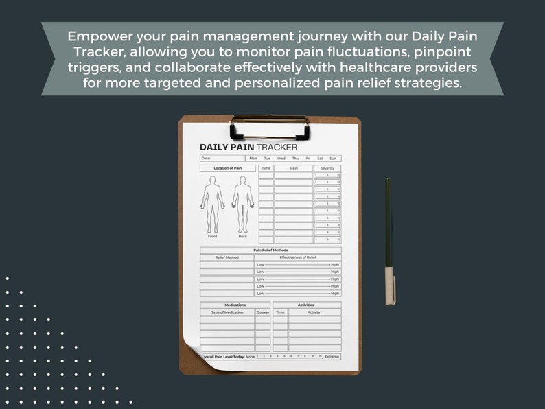 Daily Pain Tracker Printable, Fillable PDF, Chronic Pain Log - Etsy