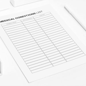 Medical Condition Overview Printable Medical Condition Tracker Fillable ...