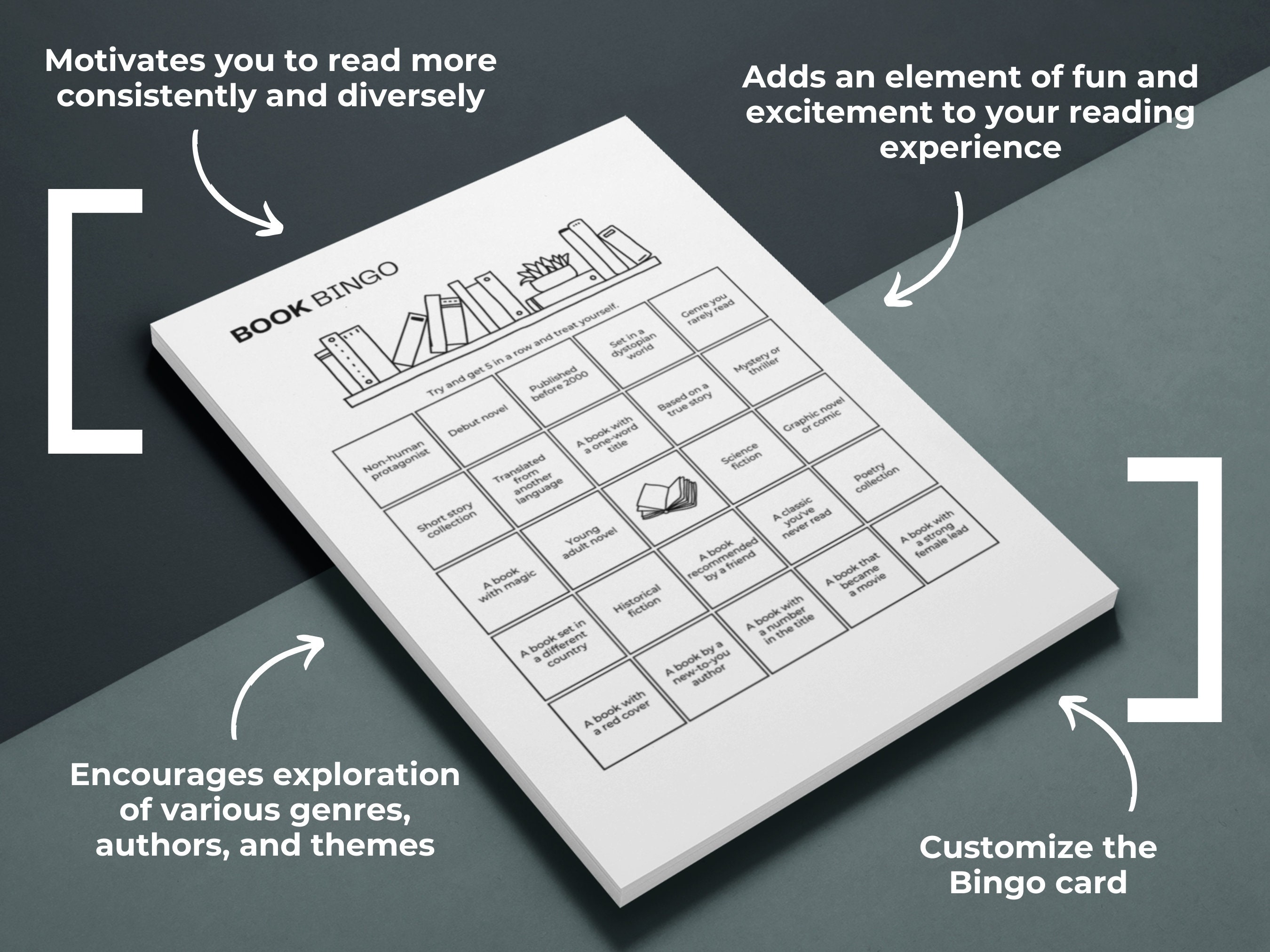 Book Bingo Template, Reading Journal Bundle, Book Log, Book Reading ...