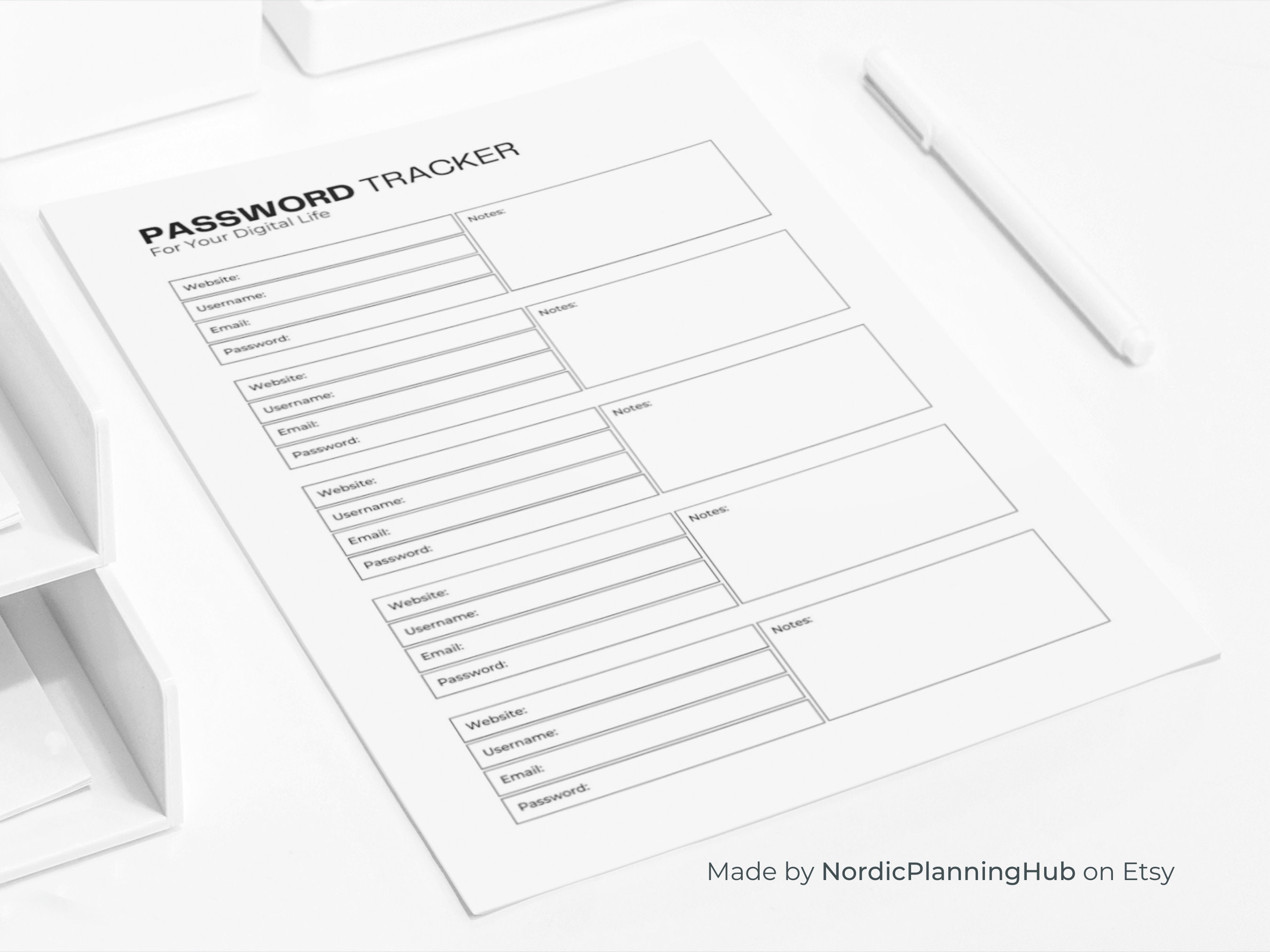 Password Tracker Printable Password Log Template for Password Keeper ...
