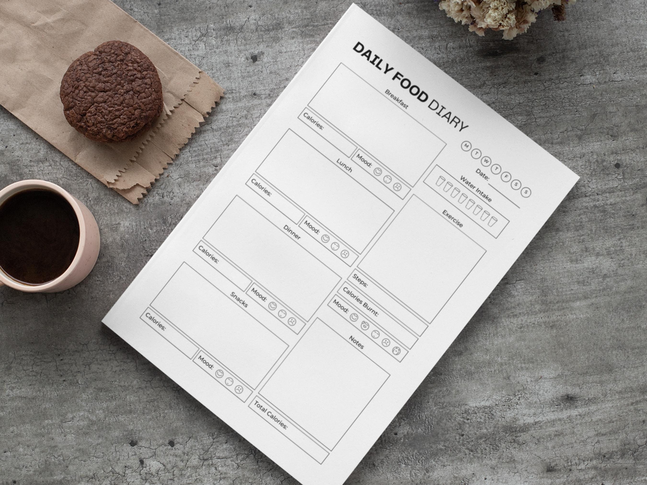 Daily Food Diary Printable Daily Food Journal Fillable PDF Daily Food ...