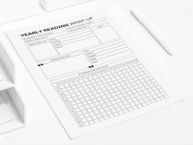 Yearly Reading Wrap-up Template, Book Log, Fillable PDF - Etsy