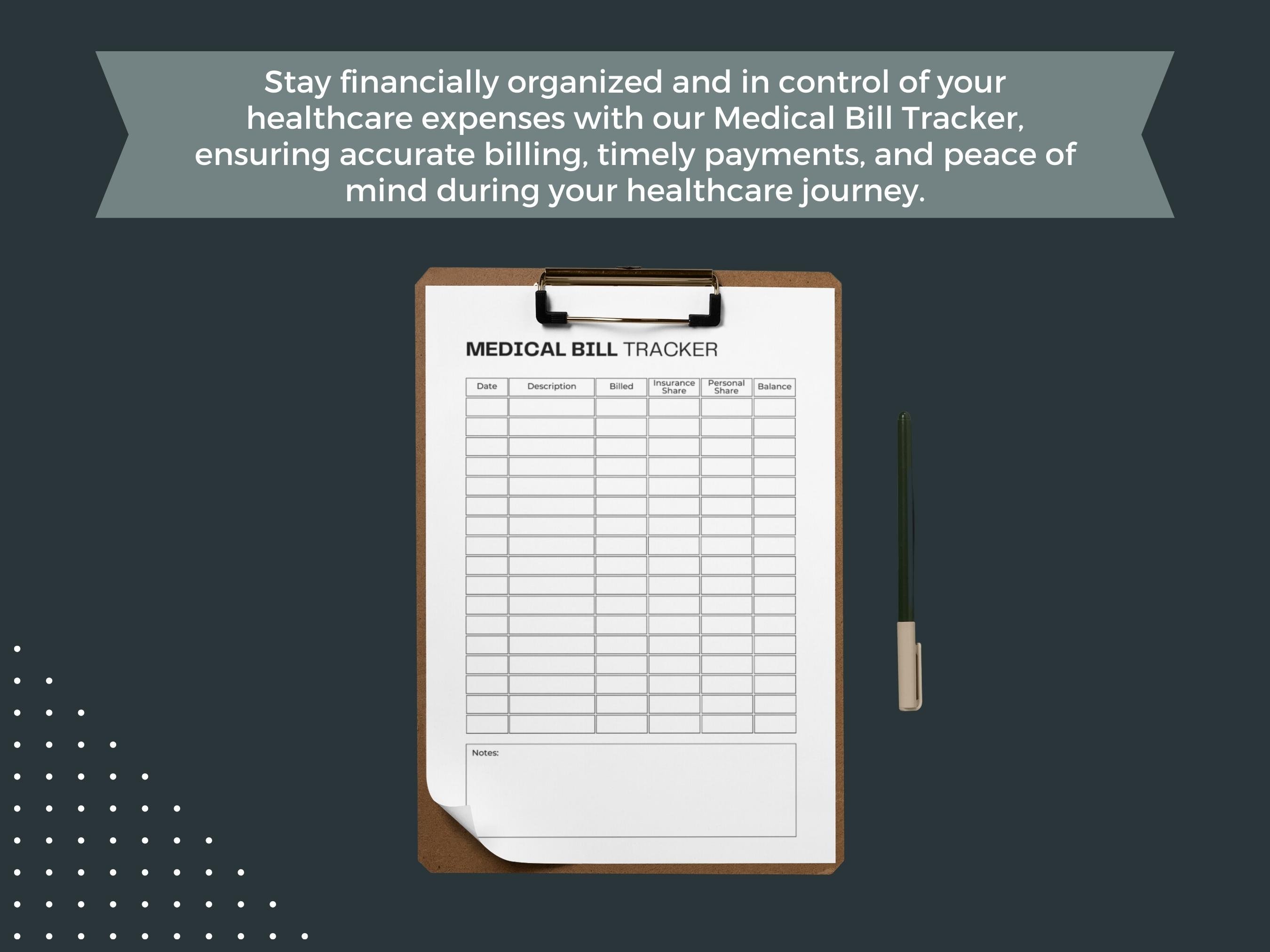 Printable Medical Bill Tracker Fillable PDF Bill Payment Checklist ... Printable Medical Bill Tracker Fillable PDF Bill Payment Checklist ...
