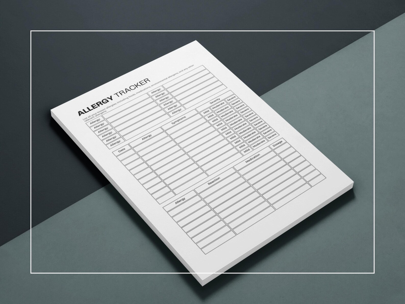 Allergy Tracker Printable for Your Medical Binder Fillable PDF Allergy ...