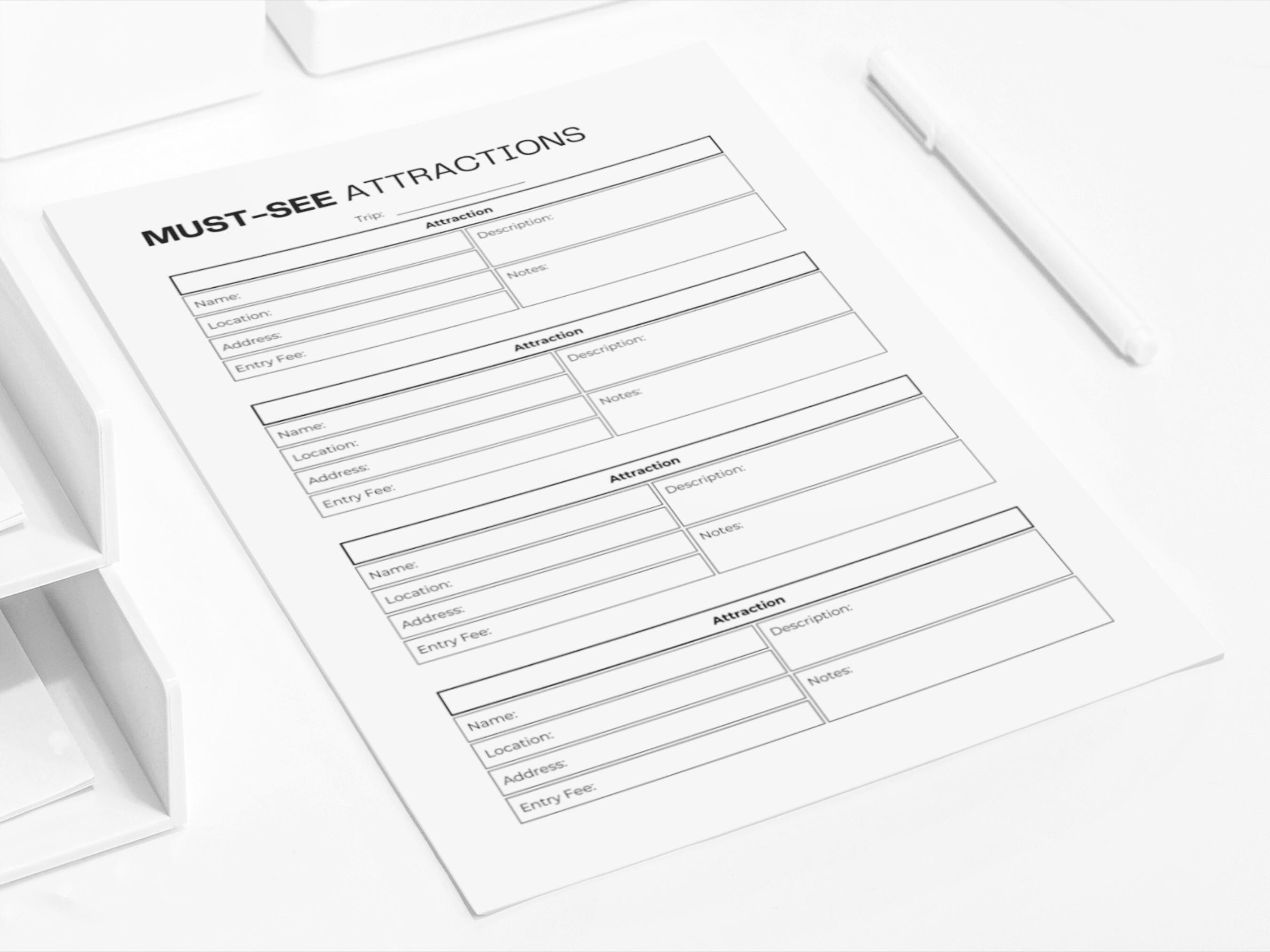 Must-see Attractions Printable PDF, Travel Templates, Travel Itinerary ...