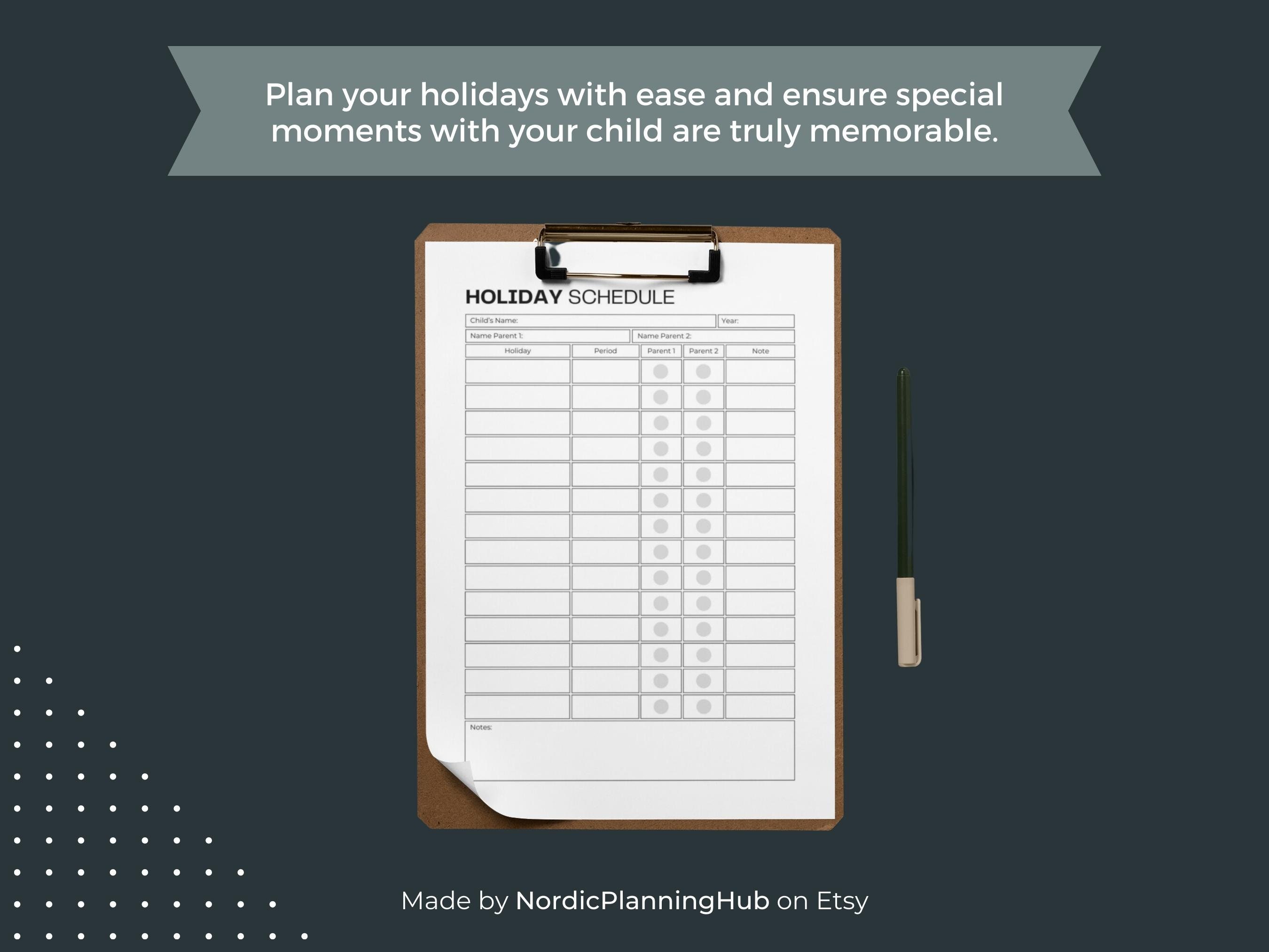 Holiday Schedule Printable: Child Custody Planner (fillable PDF) - Etsy