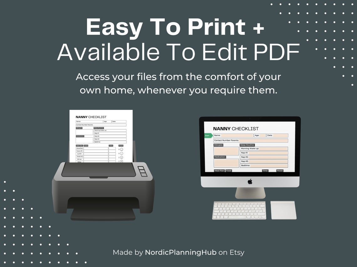 Nanny Checklist Printable Nanny Schedule Fillable PDF - Etsy