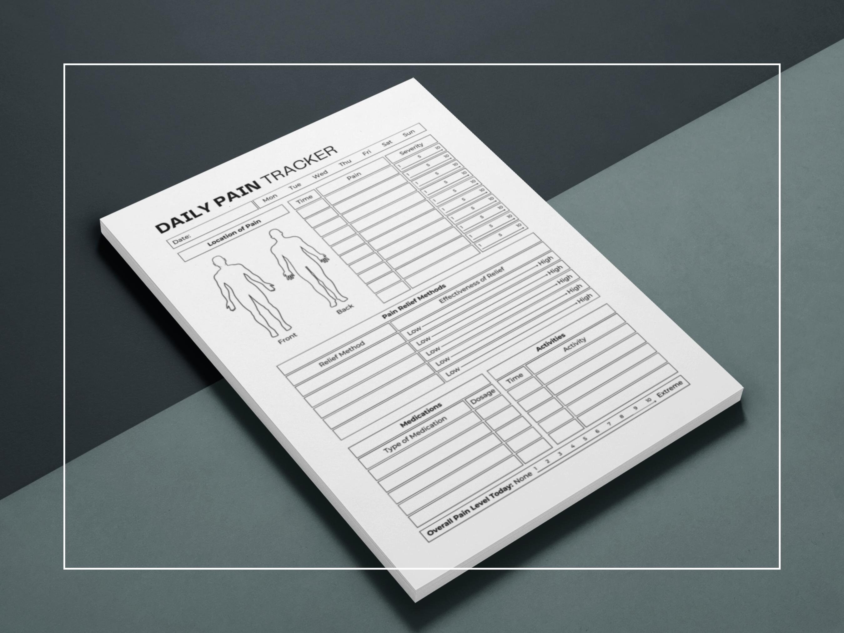 Daily Pain Tracker Printable, Fillable PDF, Chronic Pain Log - Etsy