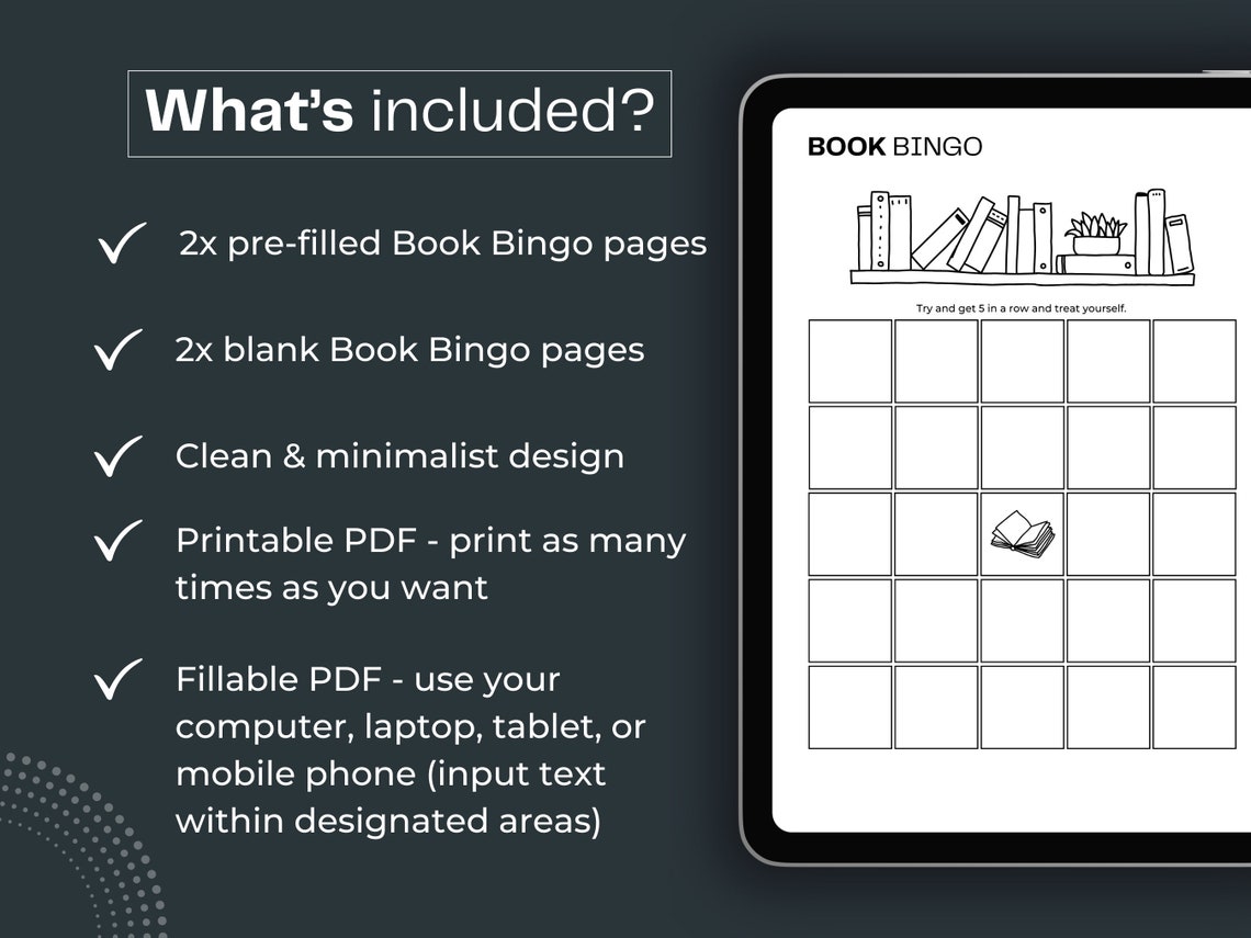 Book Bingo Template, Reading Journal Bundle, Book Log, Book Reading ...
