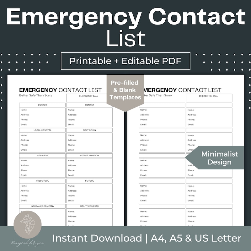 Emergency Contact List - Etsy