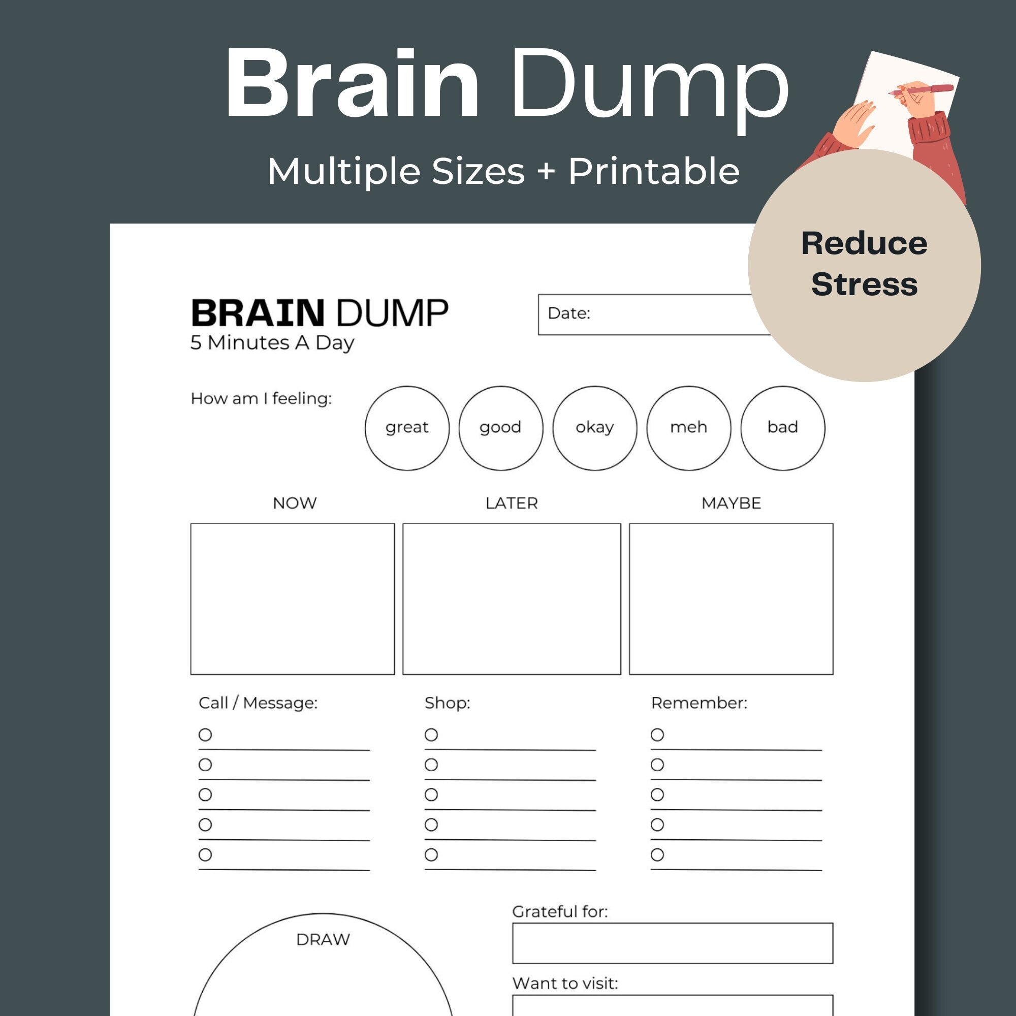 Brain Dump Printable ADHD Brain Dump to Do List Printable - Etsy Australia