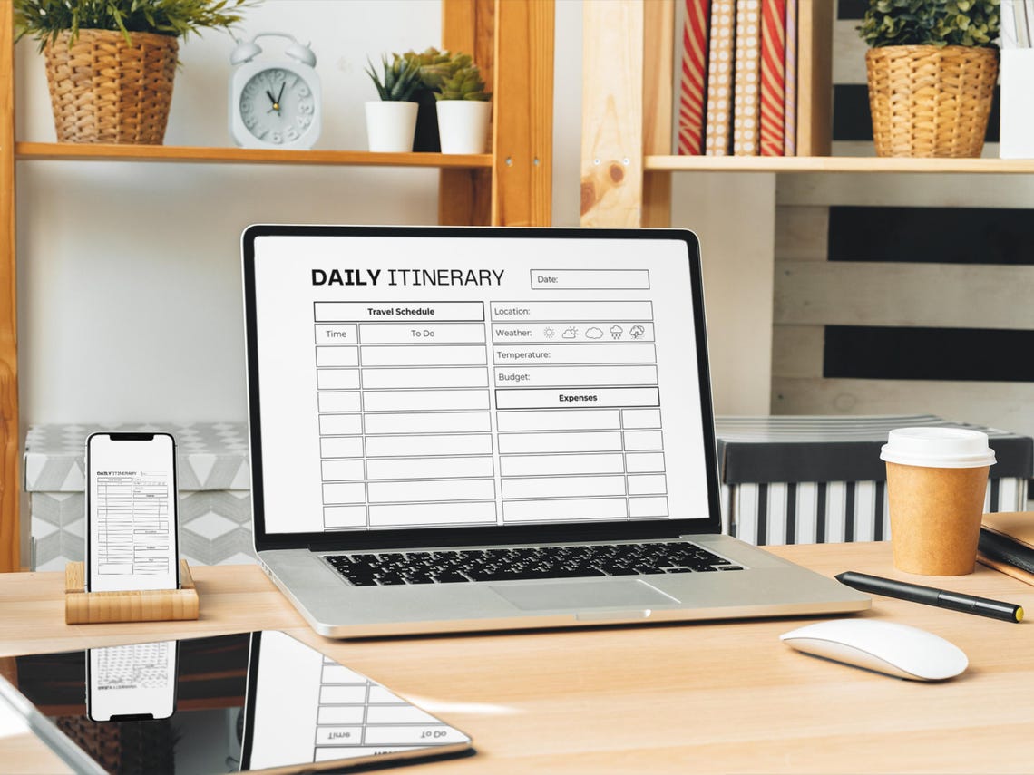 Printable Travel Itinerary, Daily Planner Template (PDF) - Etsy
