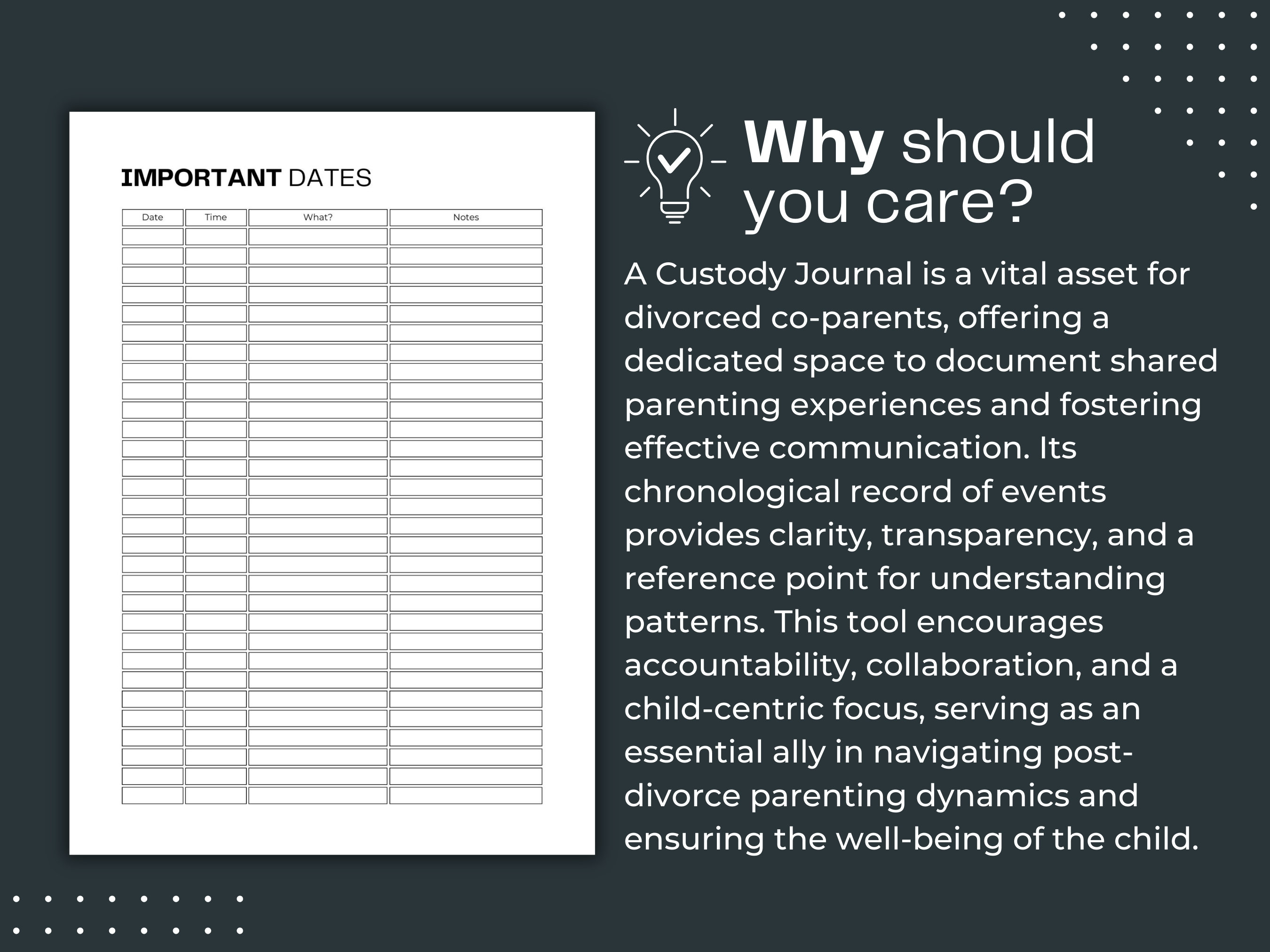 Custody Journal, Custody Binder, Custody Planner, Child Custody, Child ...