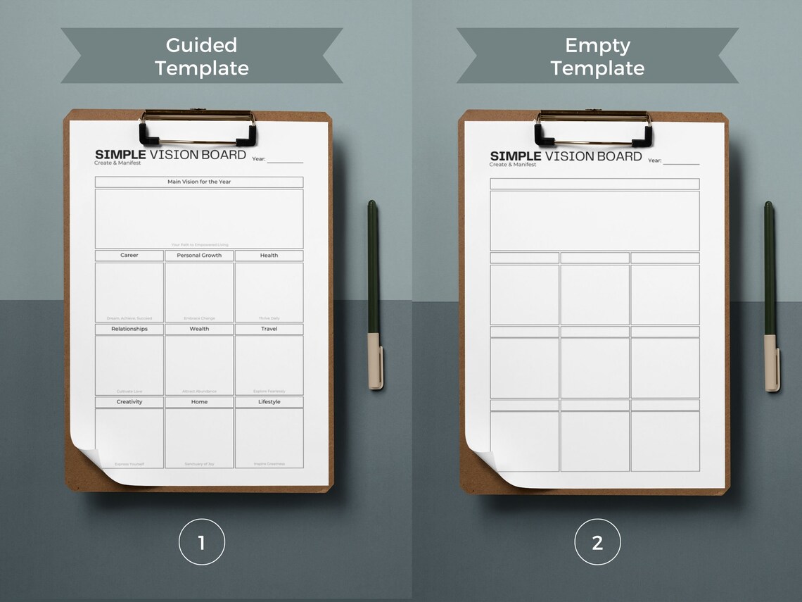 Simple Vision Board Printable Vision Board Fillable PDF Vision Board ...