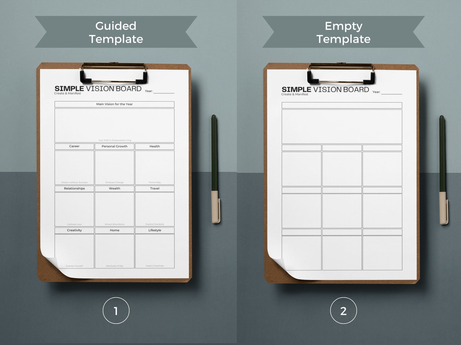 Simple Vision Board Printable Vision Board Fillable PDF Vision Board ...