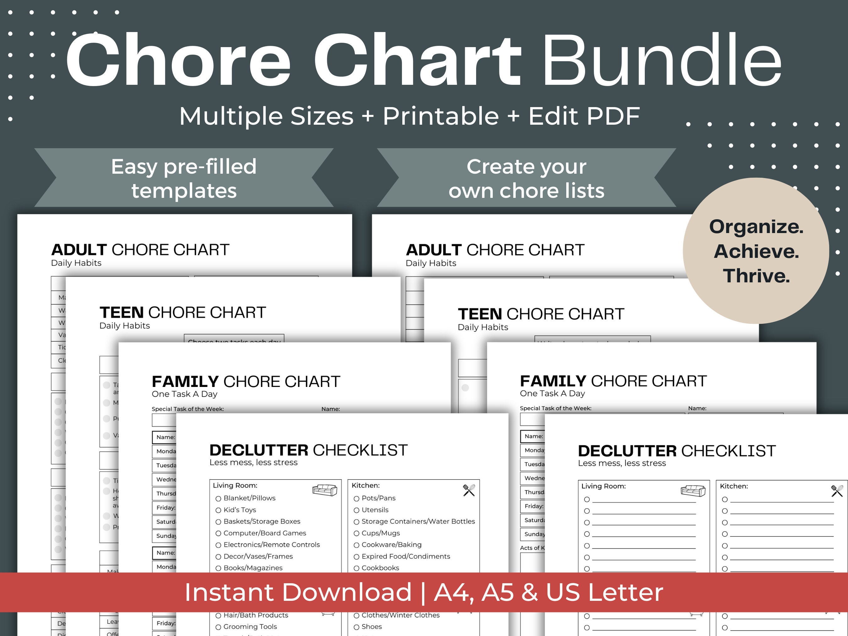 Chore Chart Bundle Adult Chore Chart for Teens Family Chore - Etsy UK