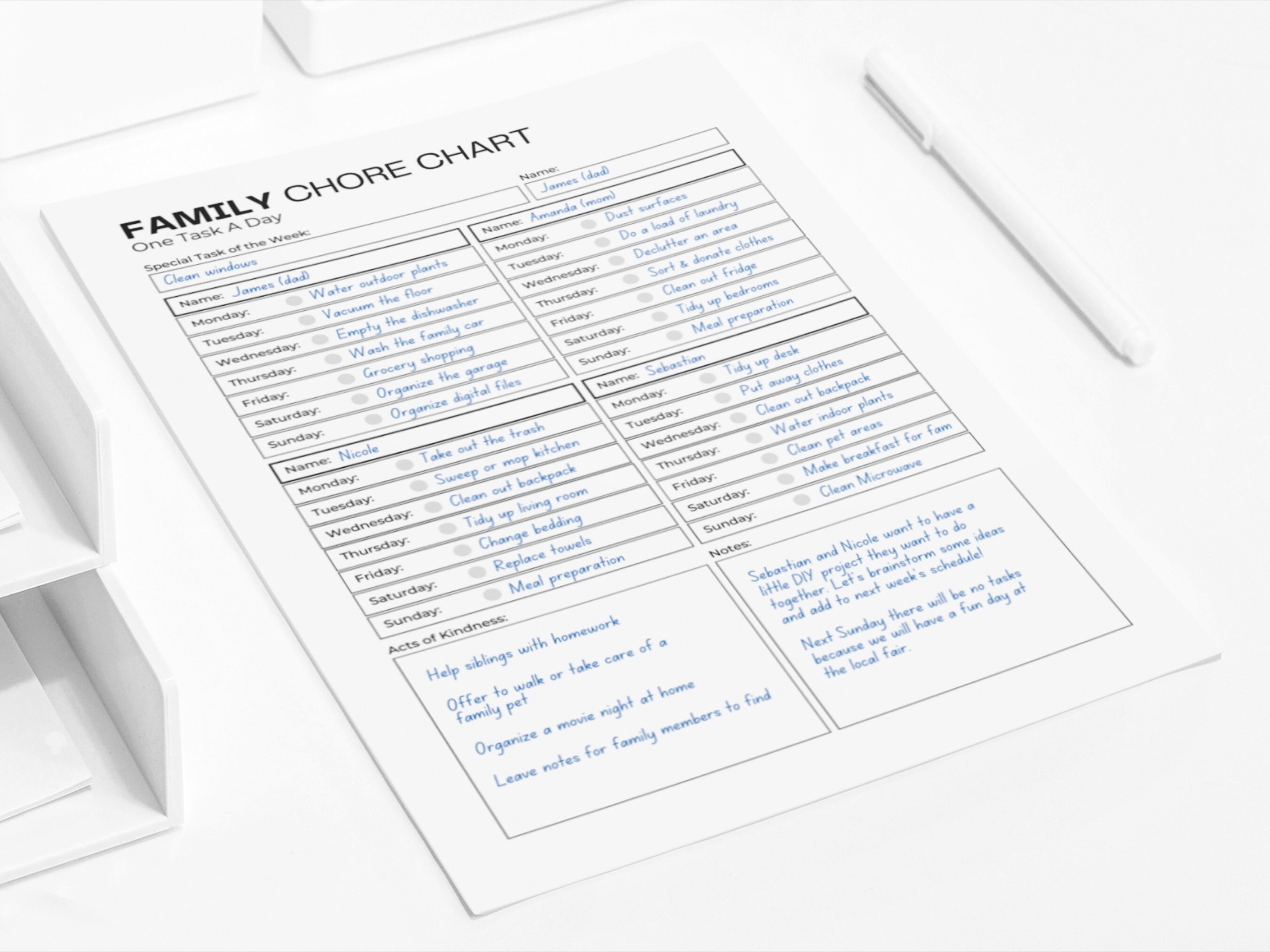 Family Chore Chart Printable, Family Cleaning Chart, Family Cleaning ...