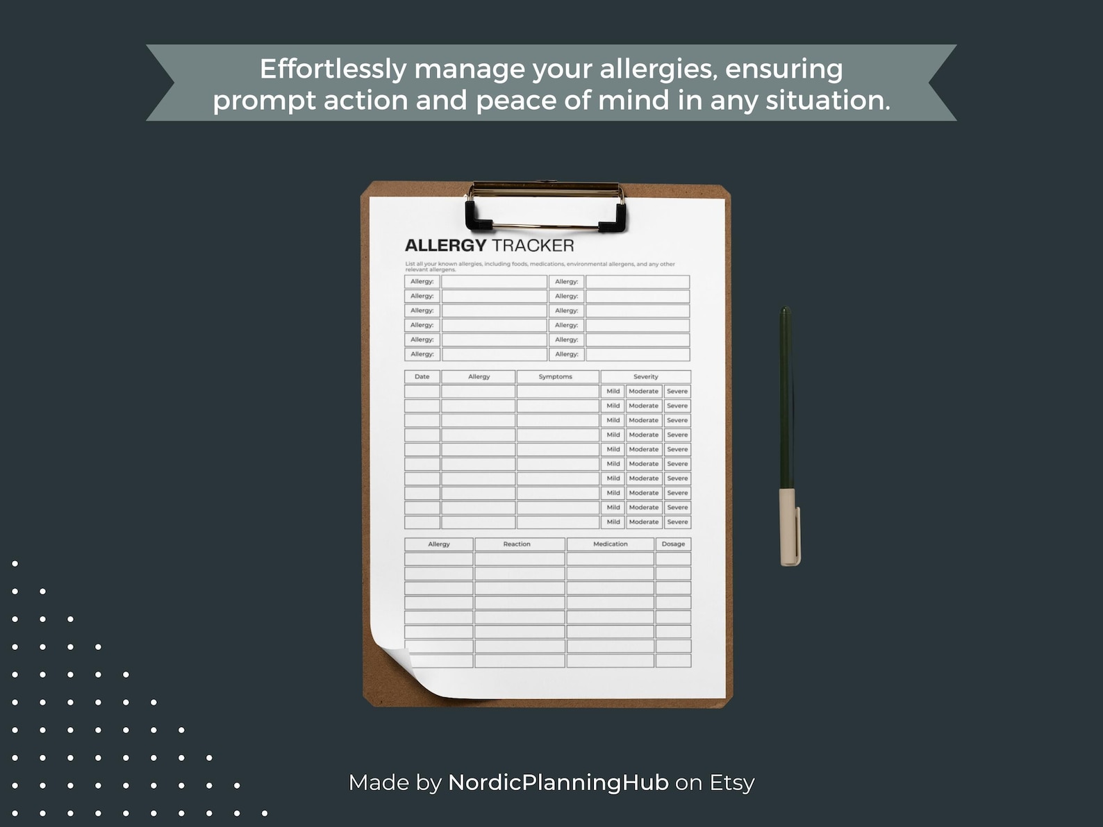 Allergy Tracker Printable for Your Medical Binder Fillable PDF Allergy ...