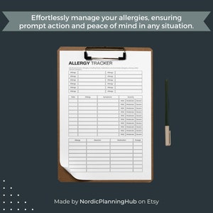 Allergy Tracker Printable for Your Medical Binder Fillable PDF Allergy ...
