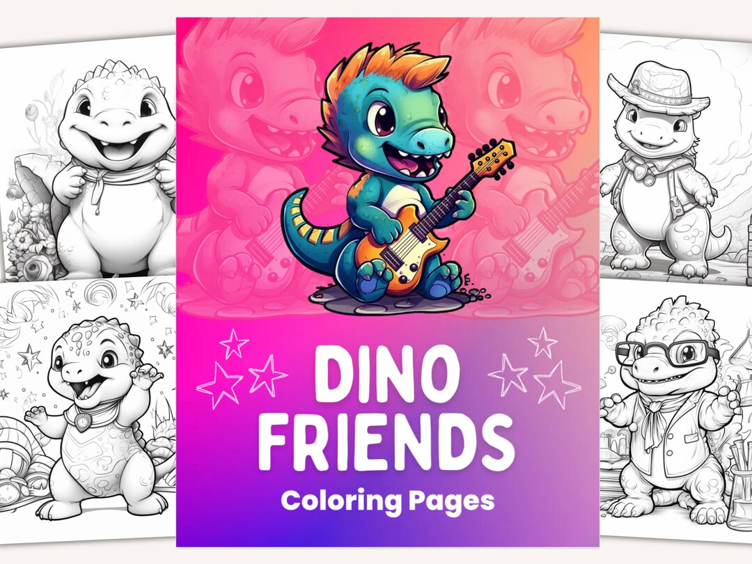 Dinosaur Coloring Book Cute for Kids Coloring Book Print at - Etsy
