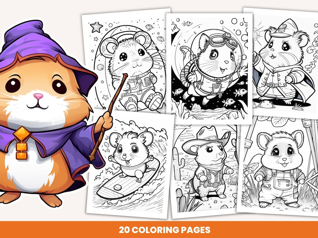 Hamster Coloring Pages Cute for Kids Coloring Book Print at - Etsy