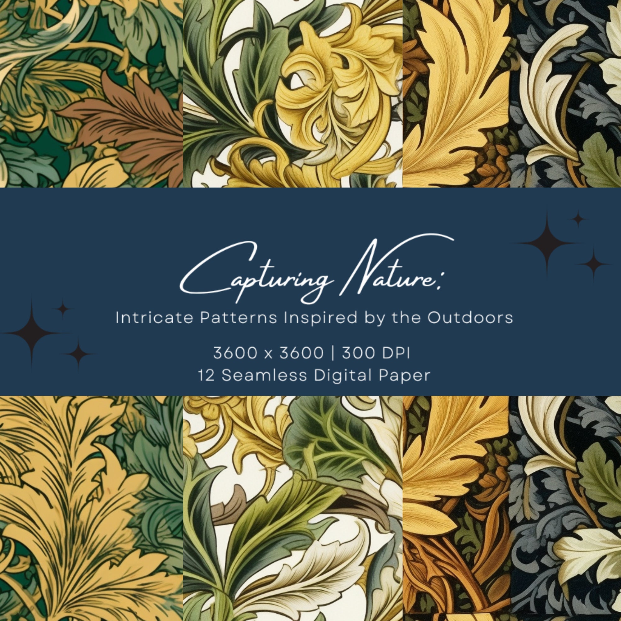 Capturing Nature Digital Paper Design Set, Flower Backgrounds ...