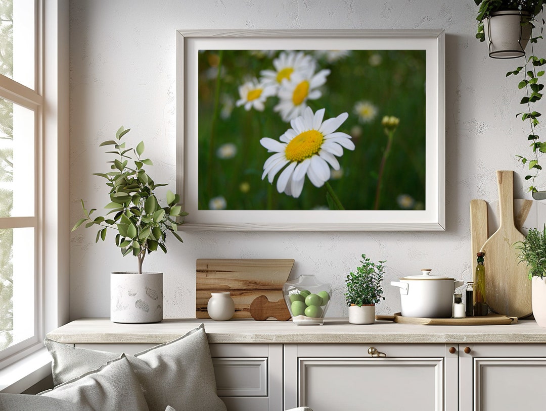 Daisy Flower Art Print House Warming Gift for Mum Dopamine Décor for Above Bed Wall Hanging ...