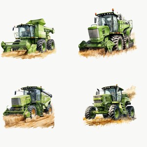 Combine Harvester Watercolor, Farming Vehicles Clipart, Farm Tractor ...