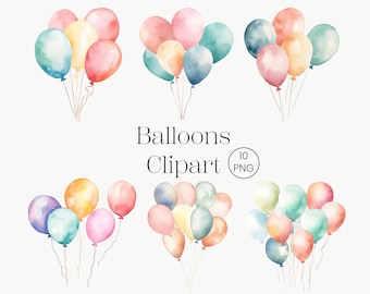 Watercolor Balloons Clipart Png, Birthday Clipart, Balloon Png ...