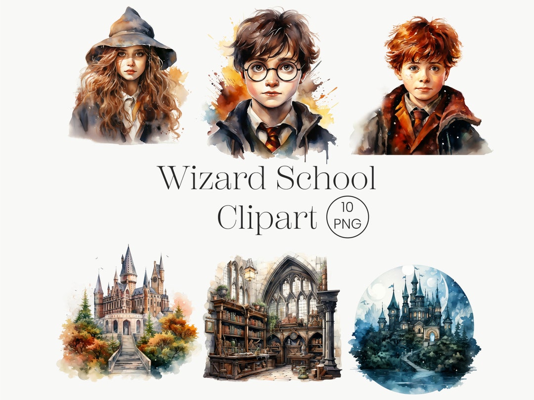 Wizard School Clipart Bundle 10 PNG Witch and Wizard PNG, Magic School ...