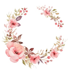 Watercolor Floral Frames: Pink Flower Clipart (digital JPG) - Etsy