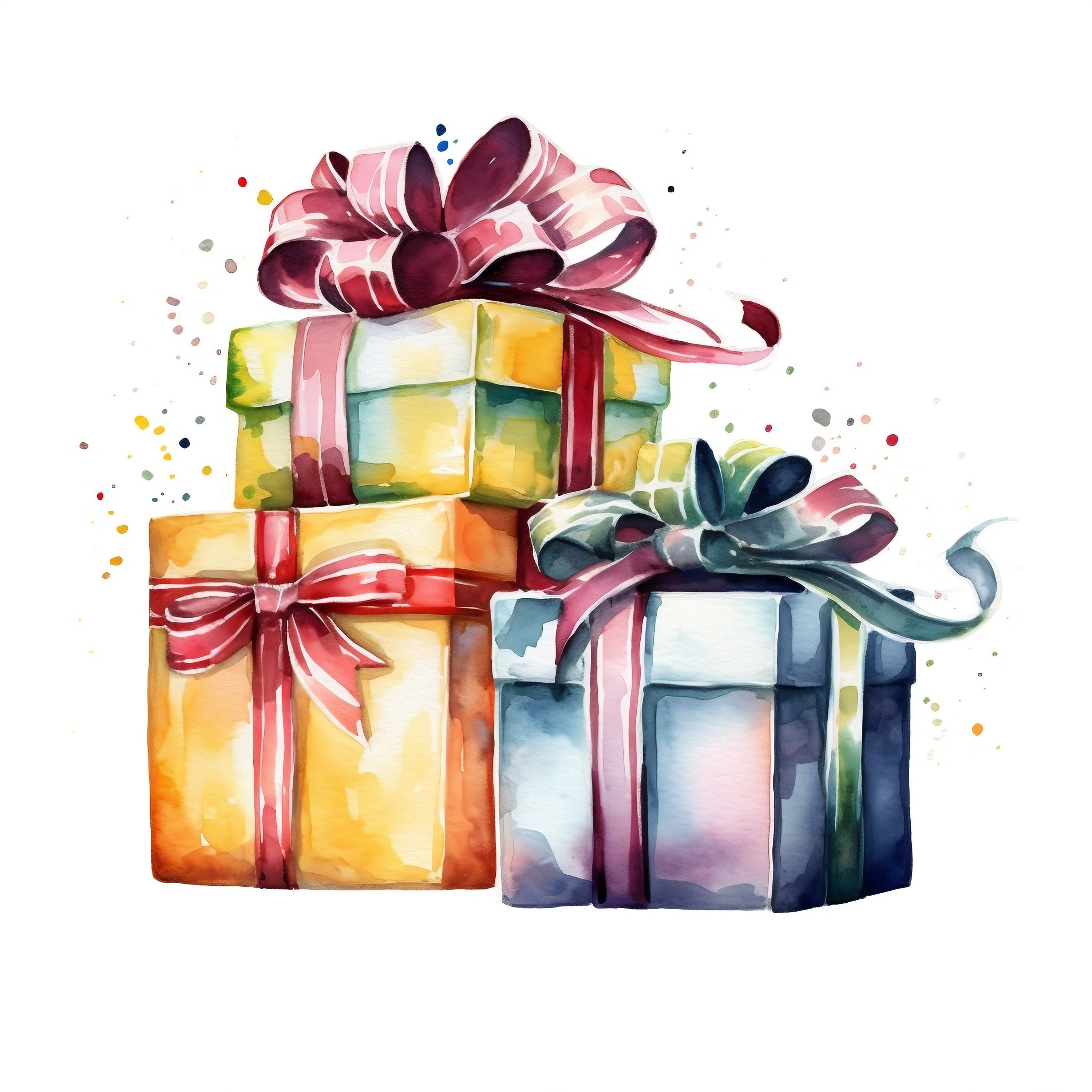 Watercolor Gift Boxes Clipart | Celebration Graphics (digital Download ...