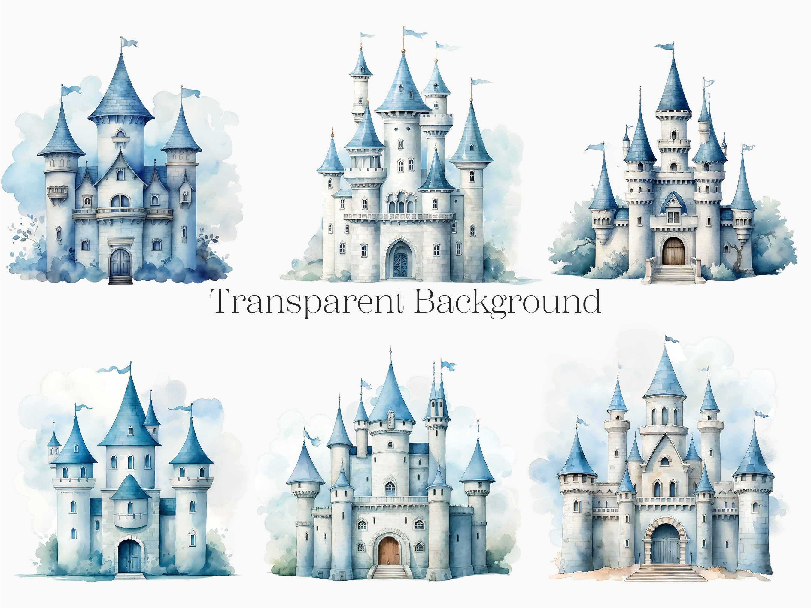 Blue Fairytale Castle Clipart | 10 Transparent PNG | Magic Kingdom ...