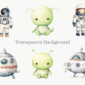 Watercolor Space Clipart Bundle | 10 PNG | Space Astronaut Alien Rocket ...