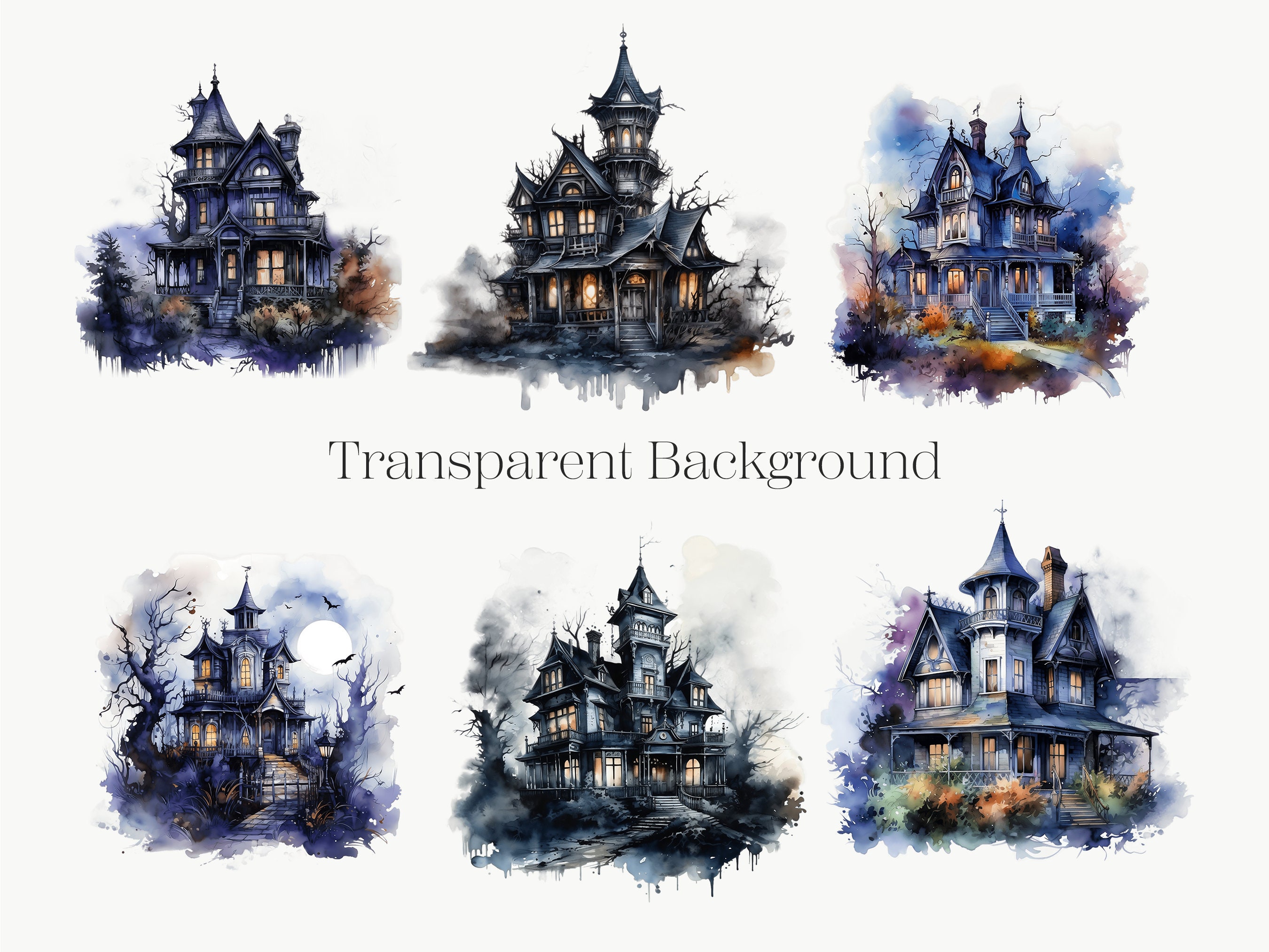 Haunted House Clipart 10 High Quality Transparent PNG Watercolor ...