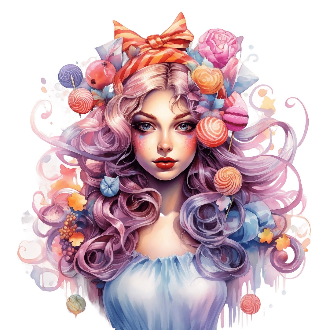 Watercolor Candy Witch Clipart 10 JPG Fantasy Clipart Printable Light ...