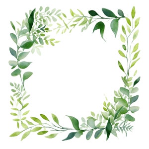 Watercolor Green Plant Frames | 10 JPG | Wedding Frame Greenery Digital ...