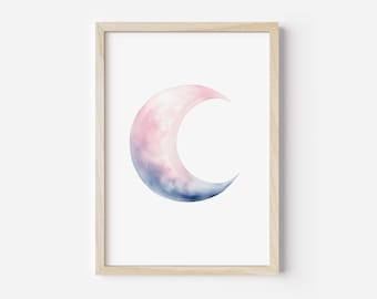 Neutral Moon and Stars Print, Neutral Nursery Decor, PRINTABLE Wall Art ...