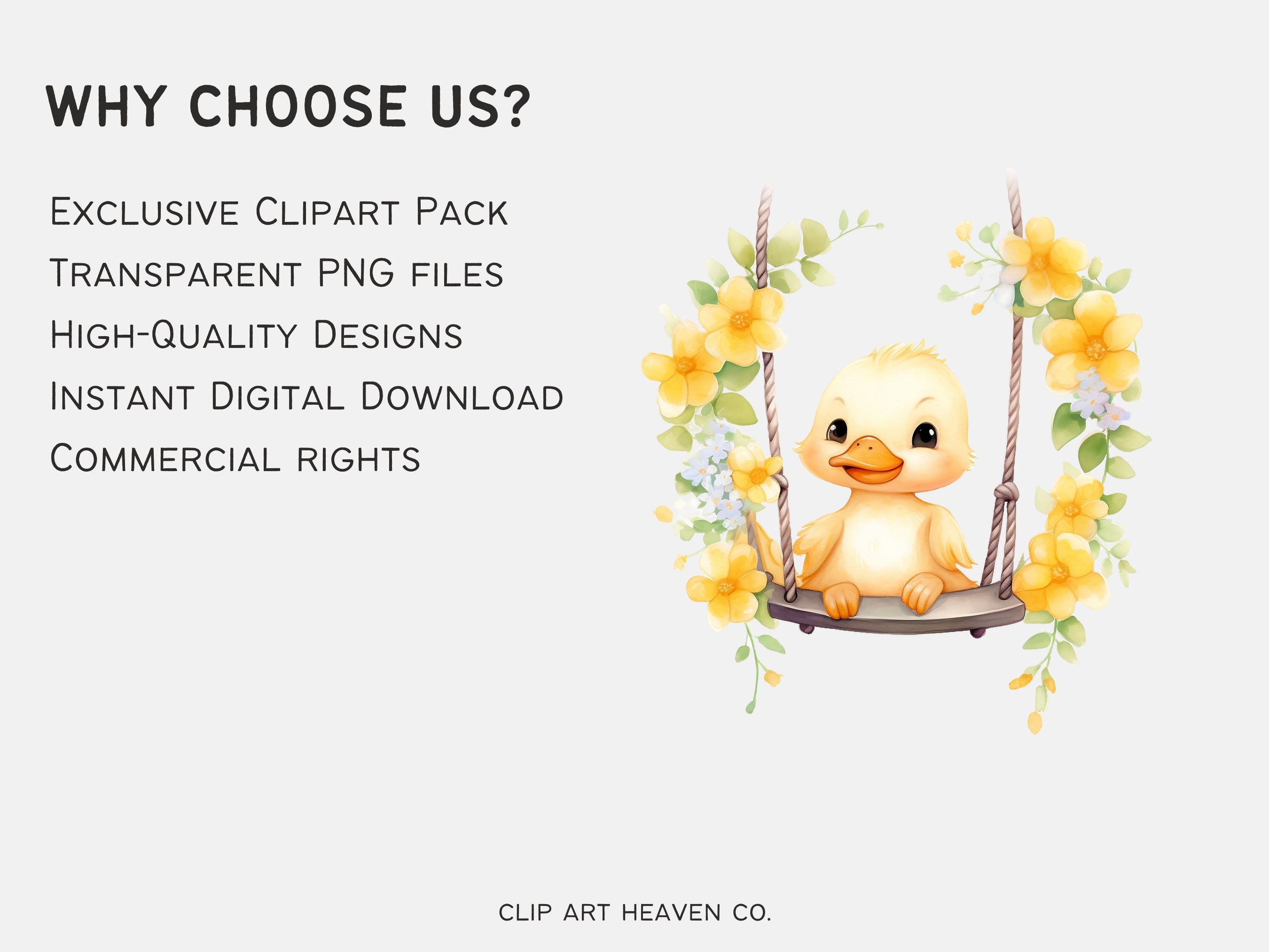 Easter Duck Watercolor Clipart: Spring Flowers, Eggs (digital Download ...