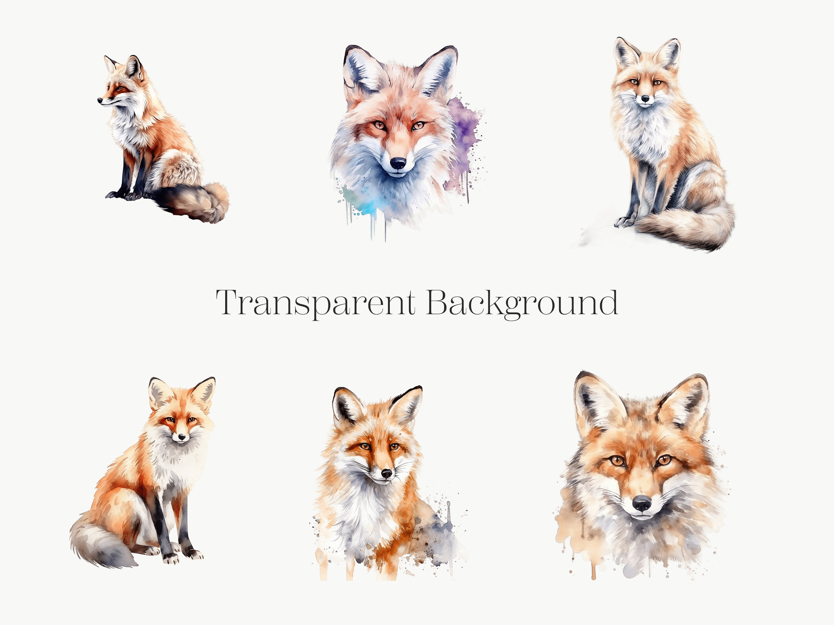 Watercolor Fox Clipart | Woodland Animal PNG Set (digital Download) - Etsy