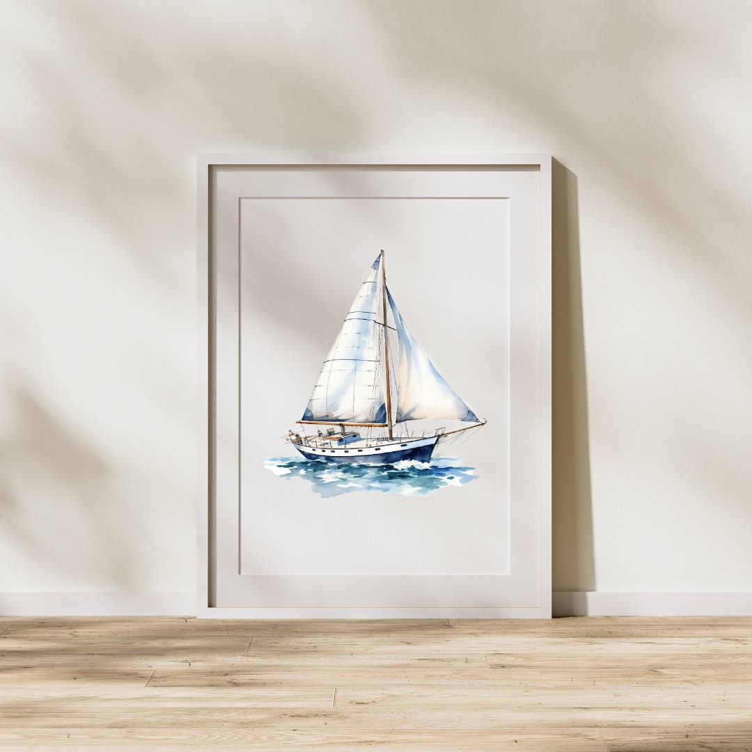 Watercolor Sailboats Clipart | 12 PNG Images Nautical Ocean Sailing ...