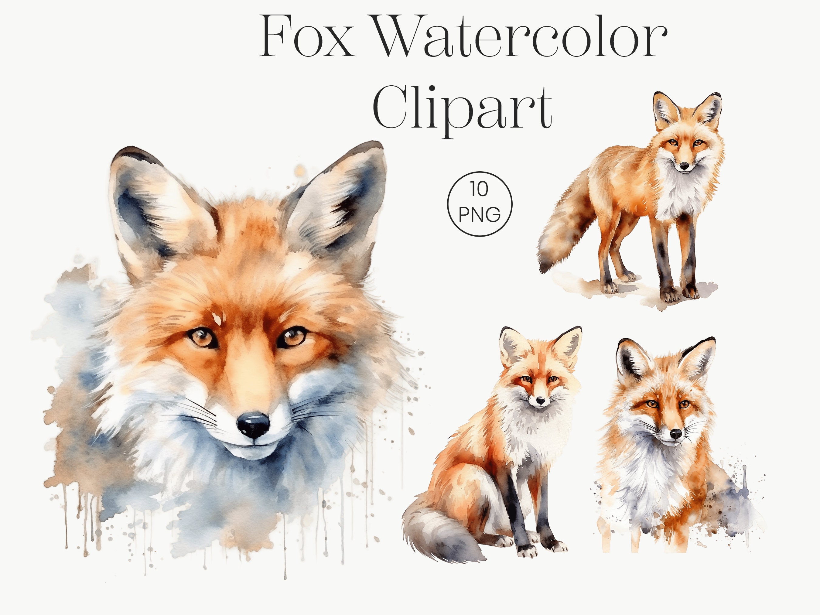 Watercolor Fox Clipart | Woodland Animal PNG Set (digital Download) - Etsy