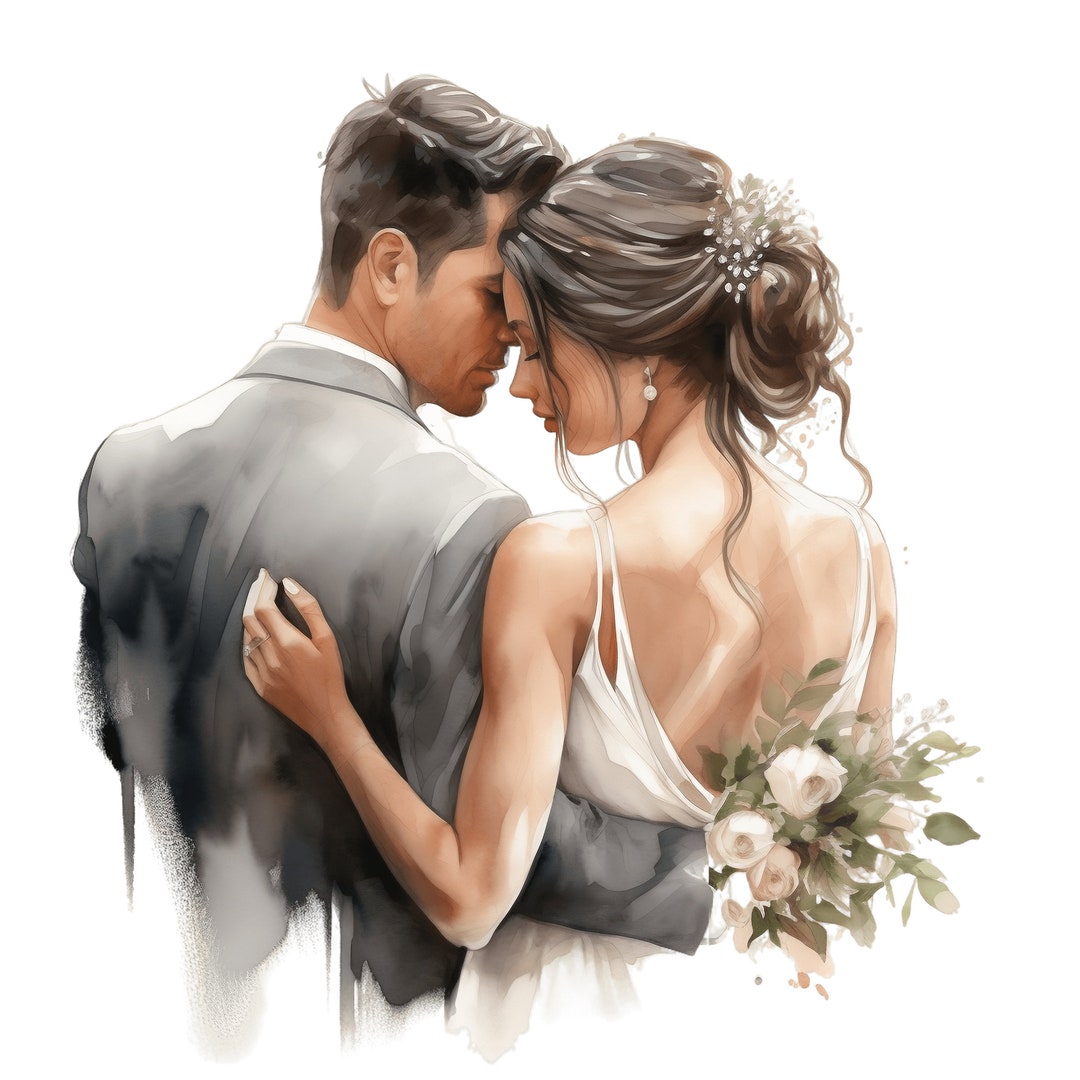 Wedding Bride and Groom Back Clipart, 10 JPG Couple Clipart Wedding Day Clip Art, Just Married ...