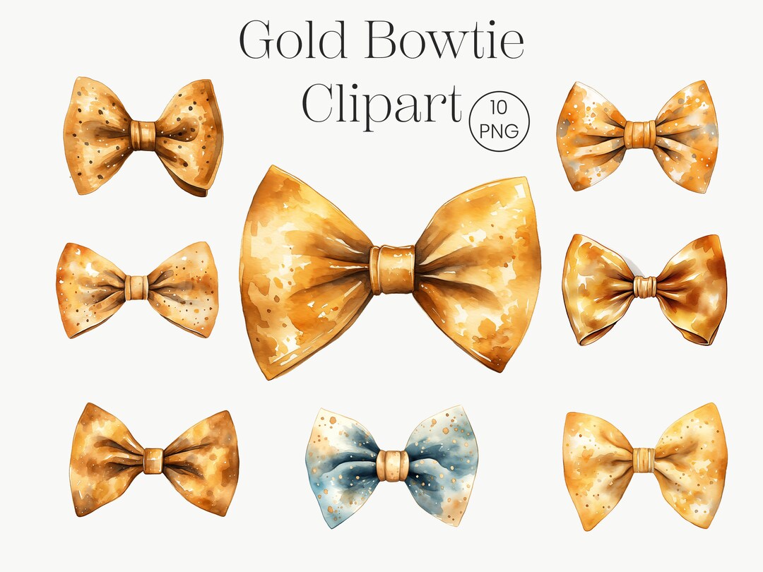 Gold Bowtie Clipart | Golden Bowtie PNG, Wedding Clipart, Yellow Bowtie ...