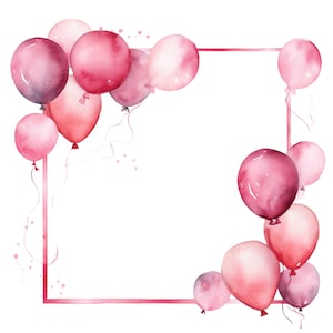 Watercolor Birthday Party Borders and Frames 10 JPG Clipart Bundle ...